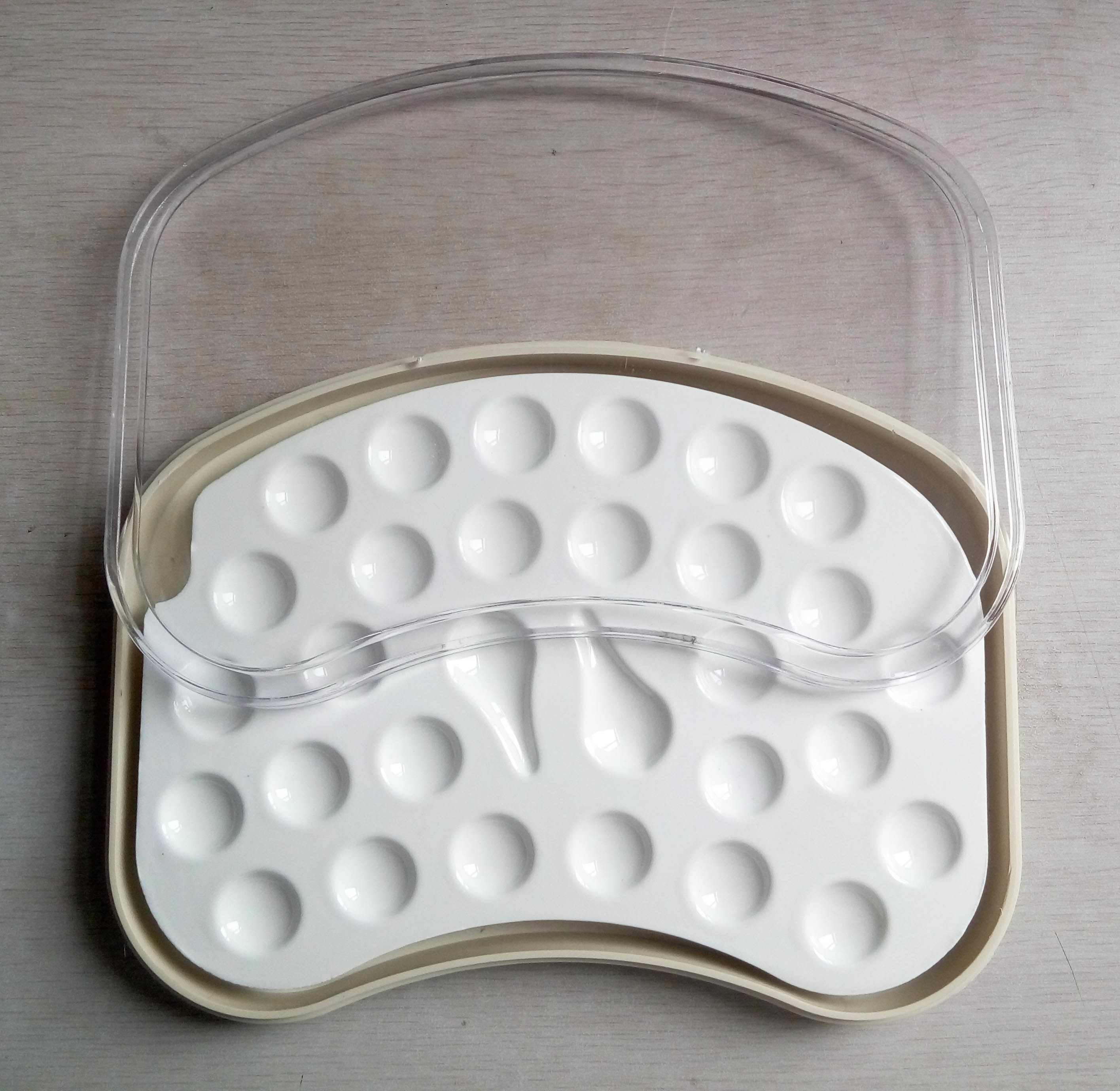 Dental porcelain Mixing Slab ( Plate),28 Slots , having plastic Cover ...