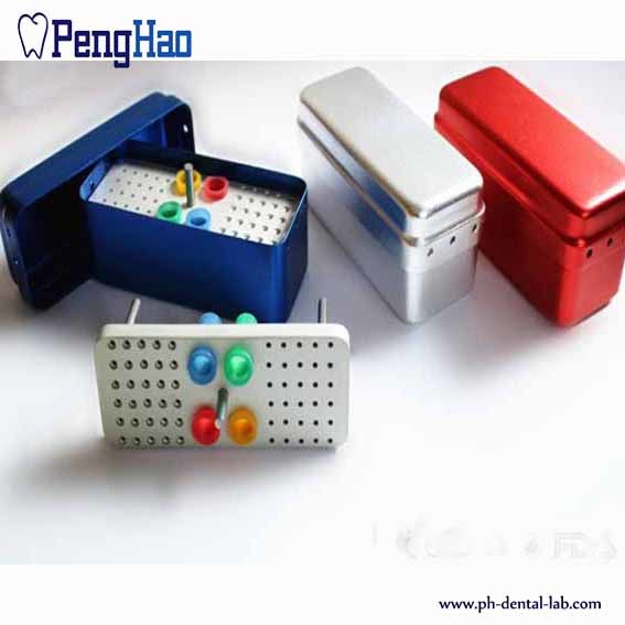 60 Holes Dental Endo Box / Aluminium Disinfect Dental Bur Holder